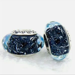 Pandora | Jewelry | Pandora Pair Of Blue Wavy Murano Glass Beads | Poshmark